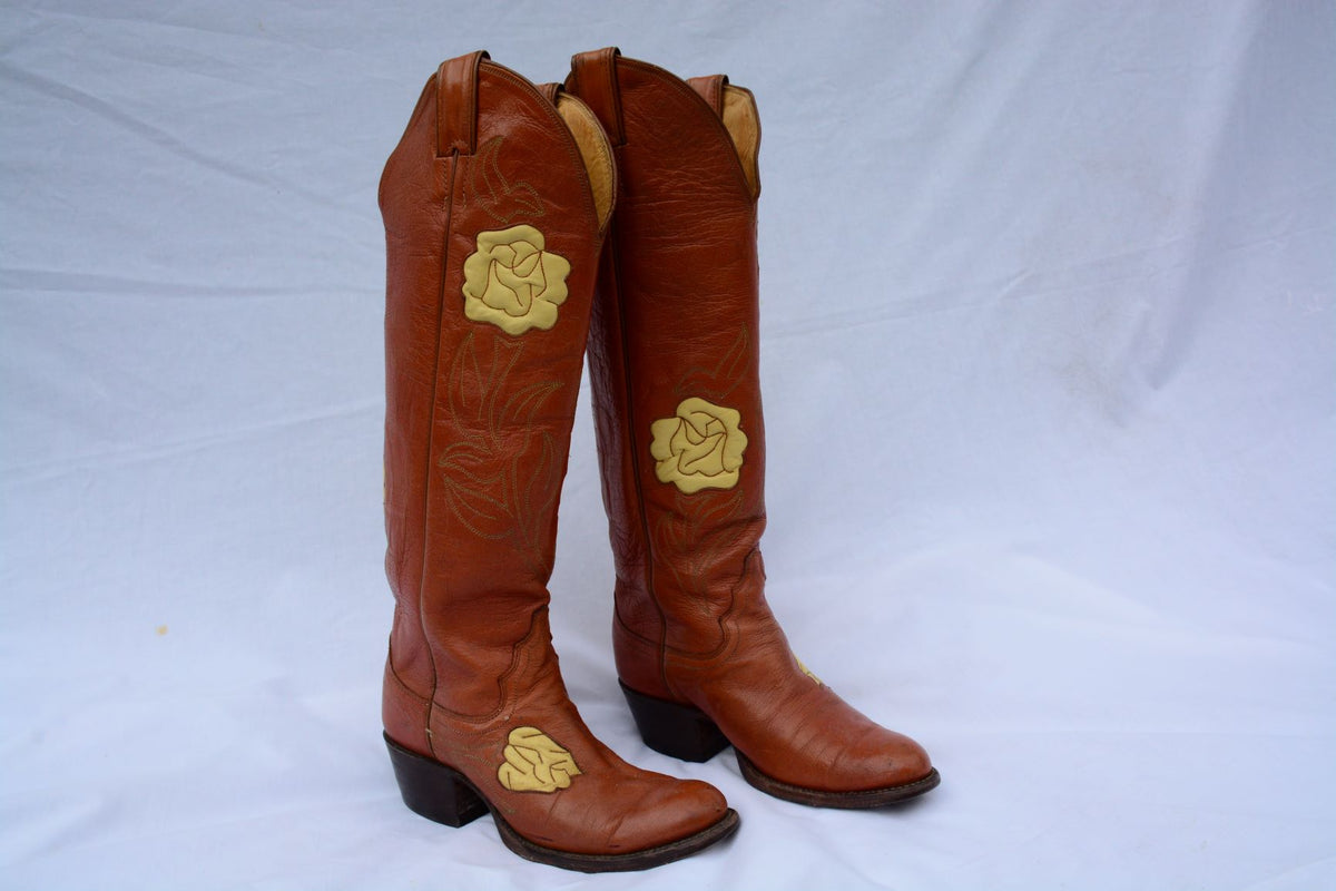 Boots Vintage Justin Cowboy Yellow Rose – Spitfire Vintage